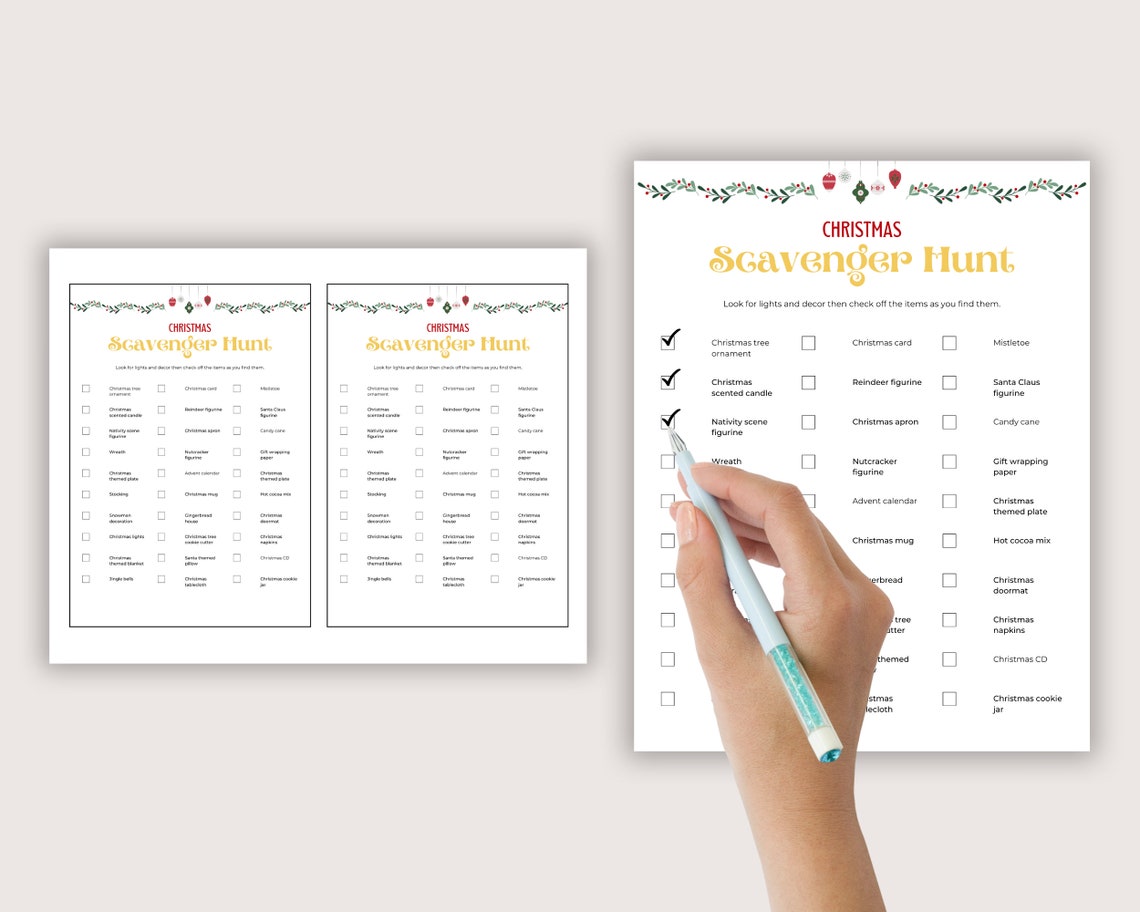 Christmas Scavenger Hunt Game, Printable Christmas Decoration Scavenger ...
