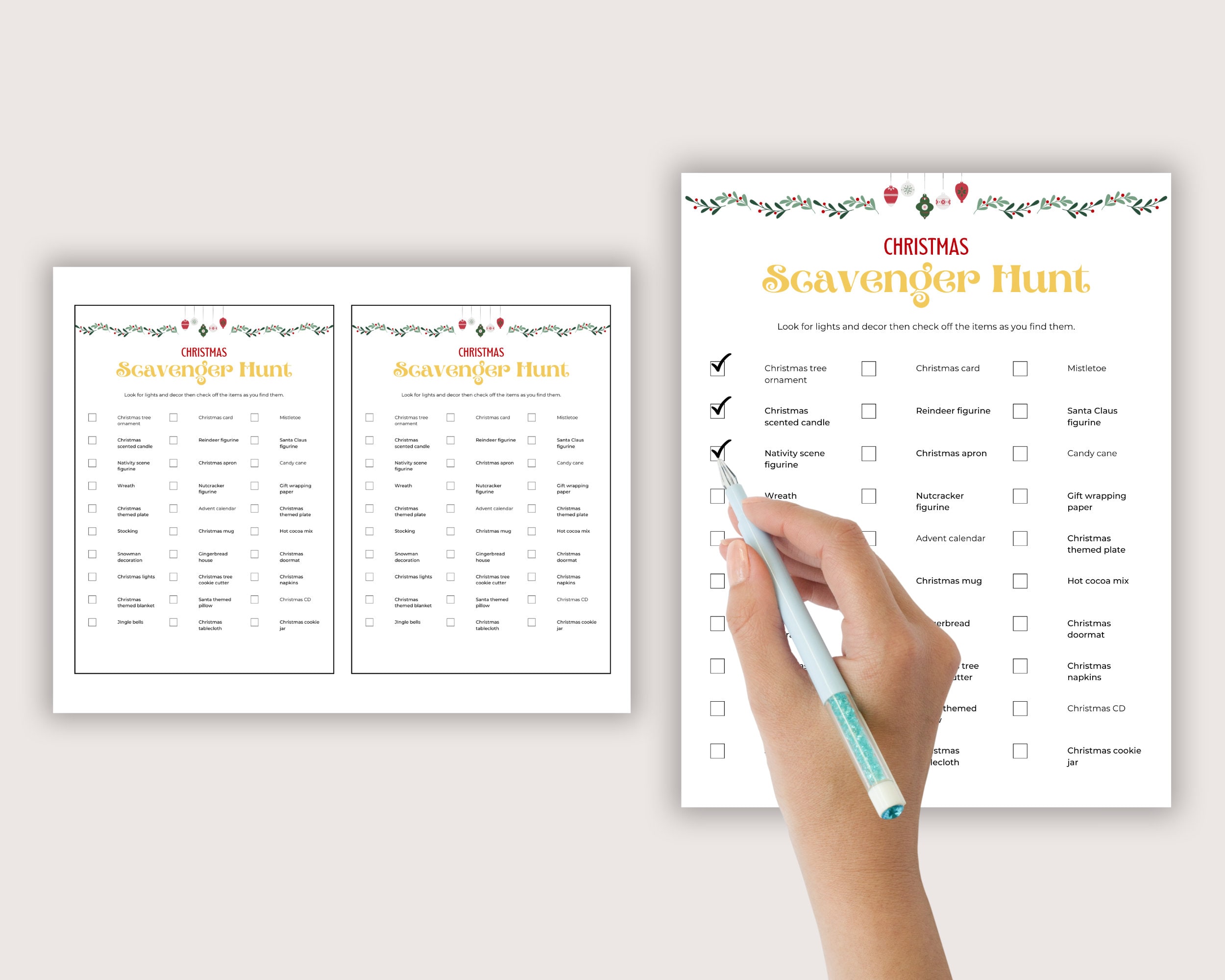 Christmas Scavenger Hunt Game, Printable Christmas Decoration Scavenger ...