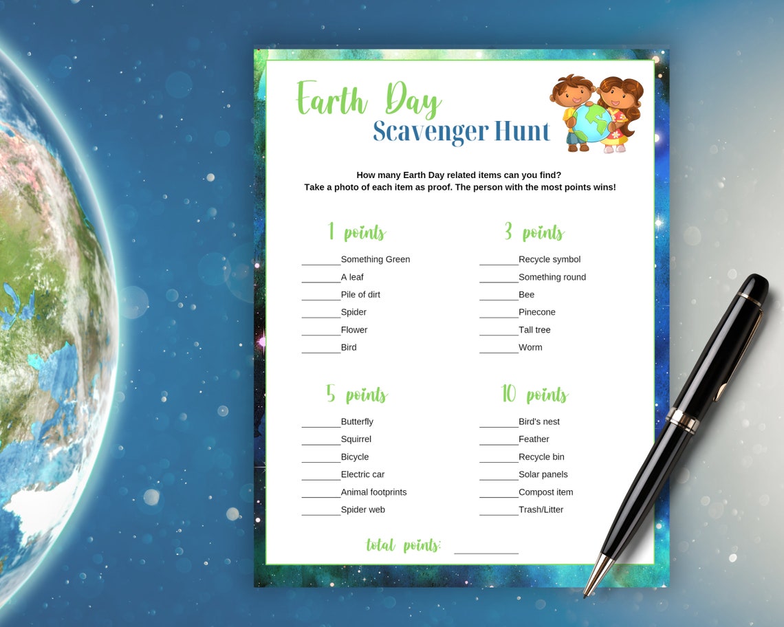 Earth Day Scavenger Hunt Game, Printable Earth Day Scavenger Hunt ...