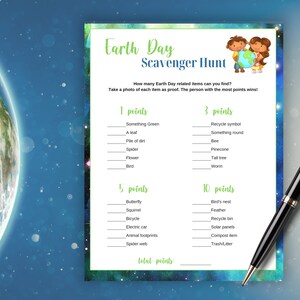 Earth Day Scavenger Hunt Game, Printable Earth Day Scavenger Hunt ...