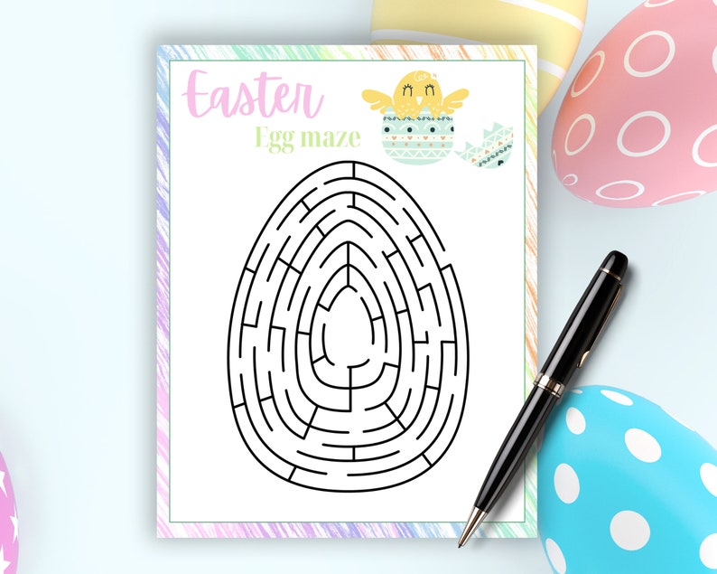 Easter Maze Game, Printable Easter Egg Maze Activity, Easter Party ...