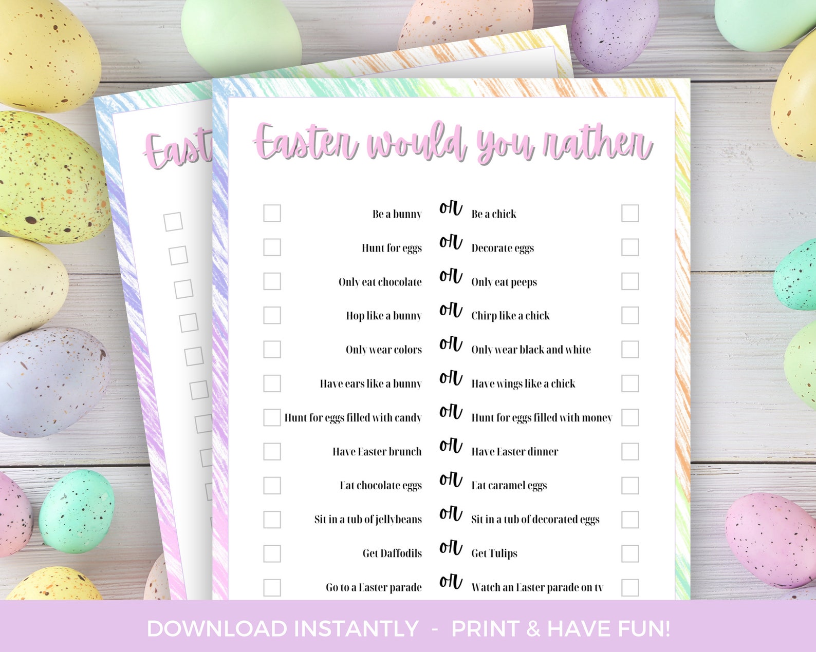 Easter Would You Rather Game, Printable Easter This or That Activity ...