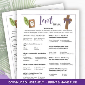 Lent Trivia Game, Printable Lenten Activity, Lent Party Game, Easter ...