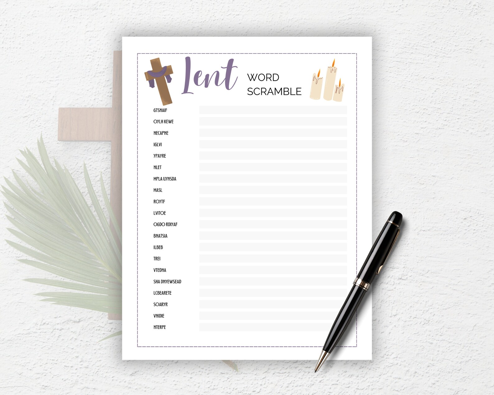 Lent Word Scramble Game, Printable Lenten Activity, Lent Party Game ...
