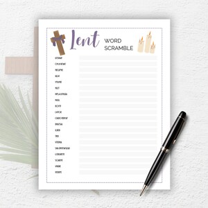 Lent Word Scramble Game, Printable Lenten Activity, Lent Party Game ...