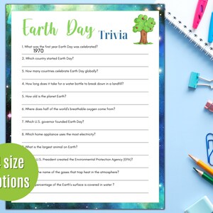 Earth Day Trivia Game, Printable Earth Day Trivia Game for Kids ...