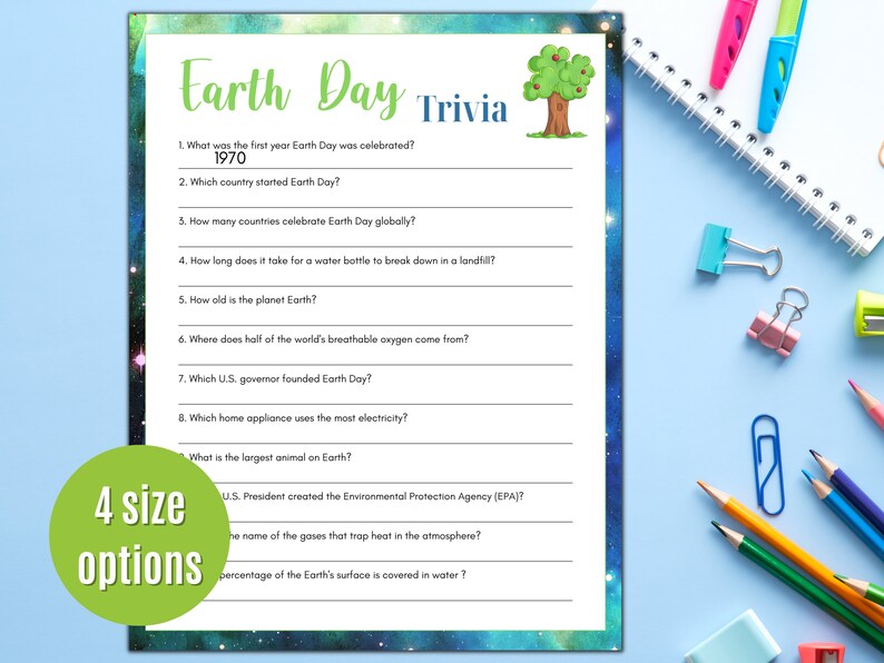 Earth Day Trivia Game Printable Earth Day Trivia Game for - Etsy