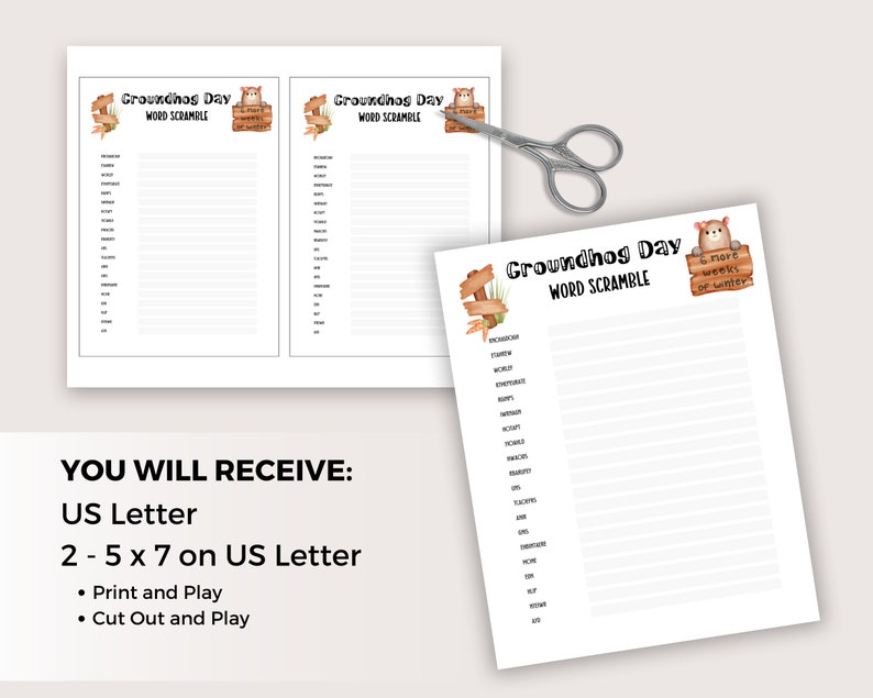 Groundhog Day Word Scramble Game, Groundhog Day Word Game, Printable ...