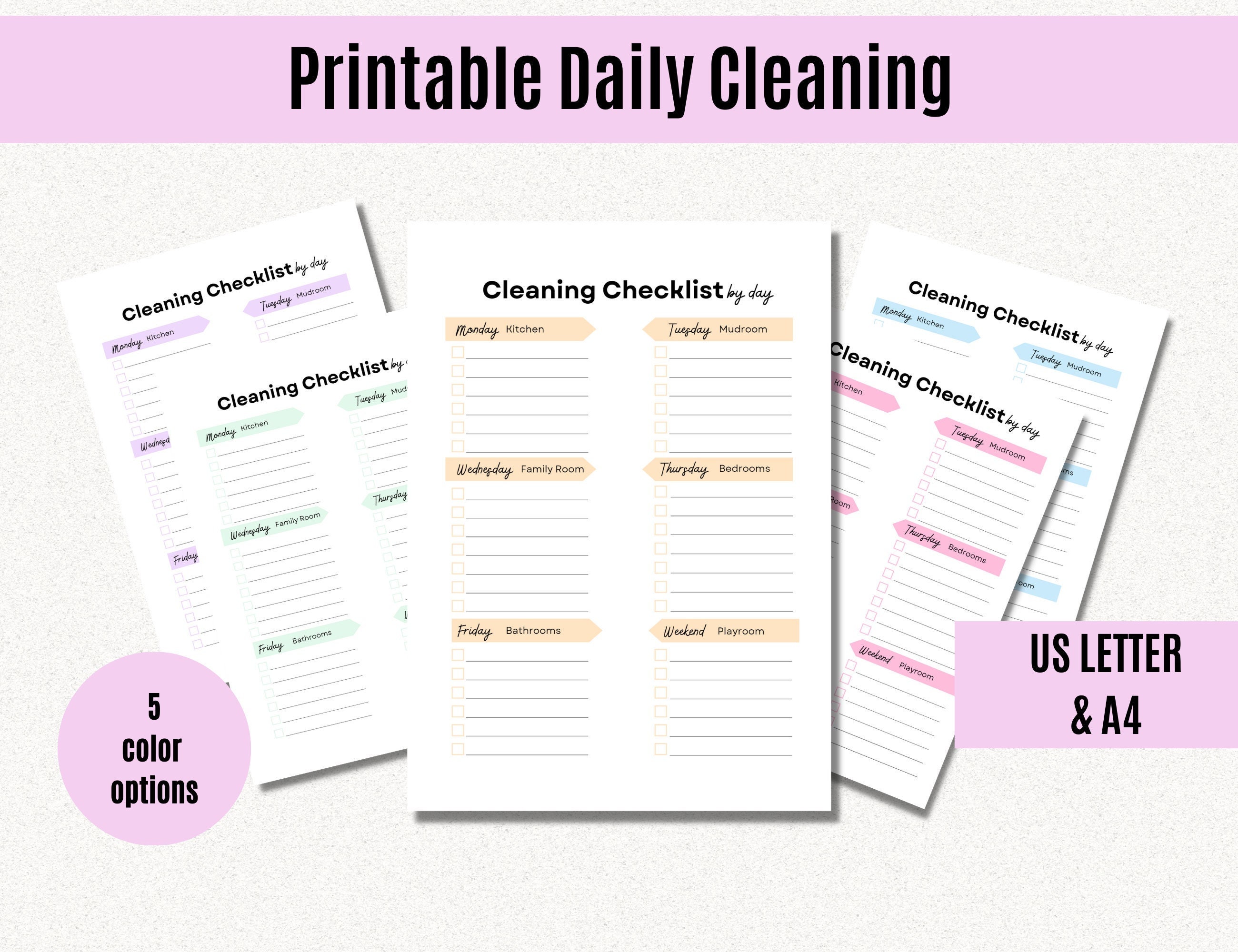 Printable Daily Cleaning Checklist, Daily Cleaning List, Cleaning ...