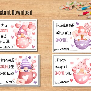 Printable Gnome Valentine Cards, Gnome Valentine Tags, School Valentine ...