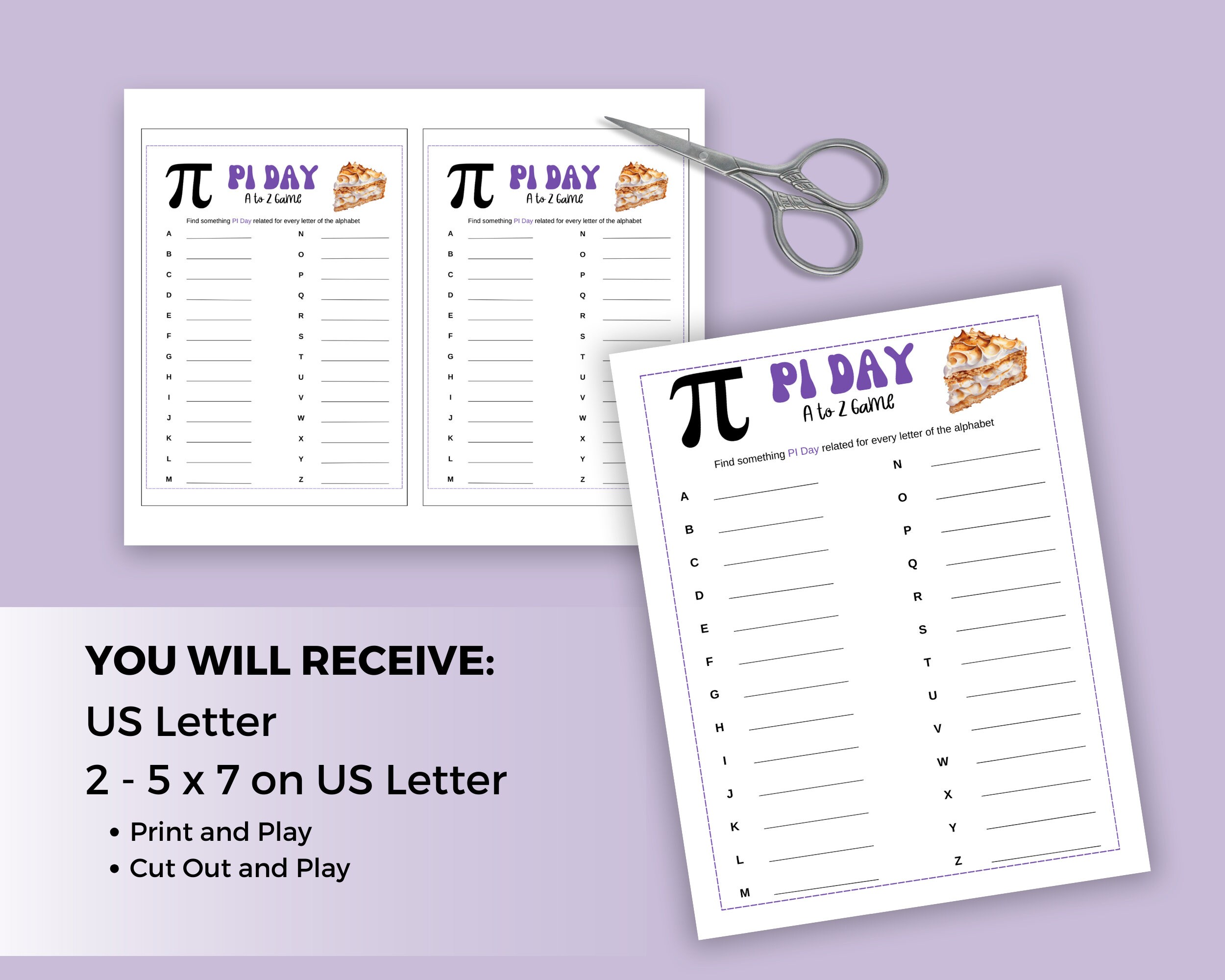 Pi Day A to Z Game, Printable Pi Day A to Z Game Activity, Pi Day Party ...