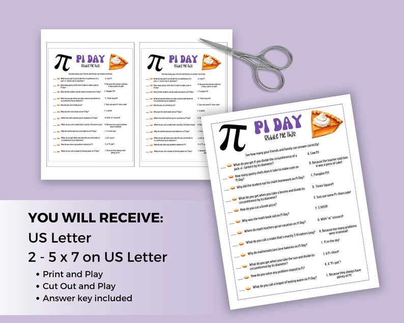 Pi Day Riddle Me This, Printable Pi Day Math Jokes Activity, Pi Day ...