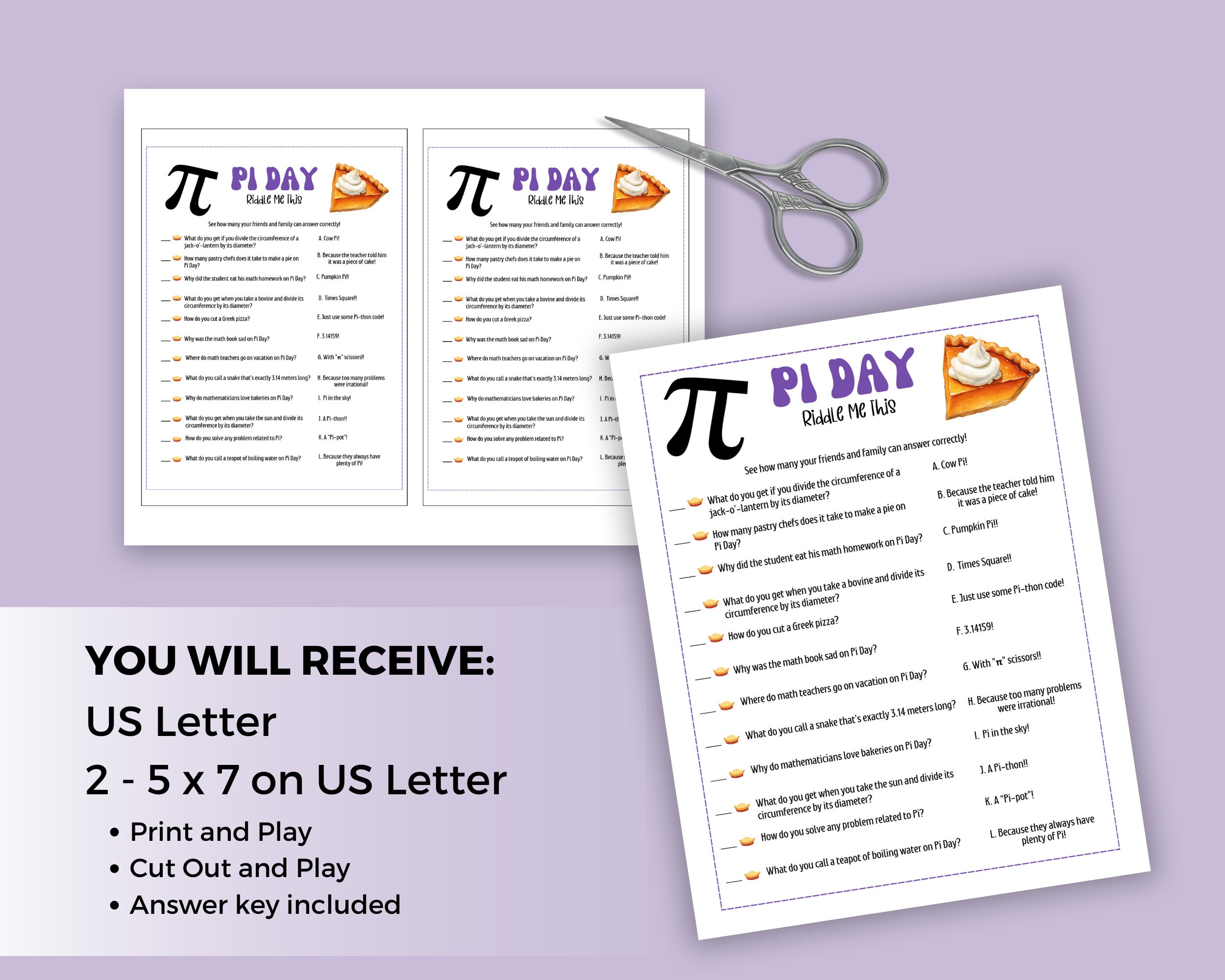 Pi Day Riddle Me This, Printable Pi Day Math Jokes Activity, Pi Day ...