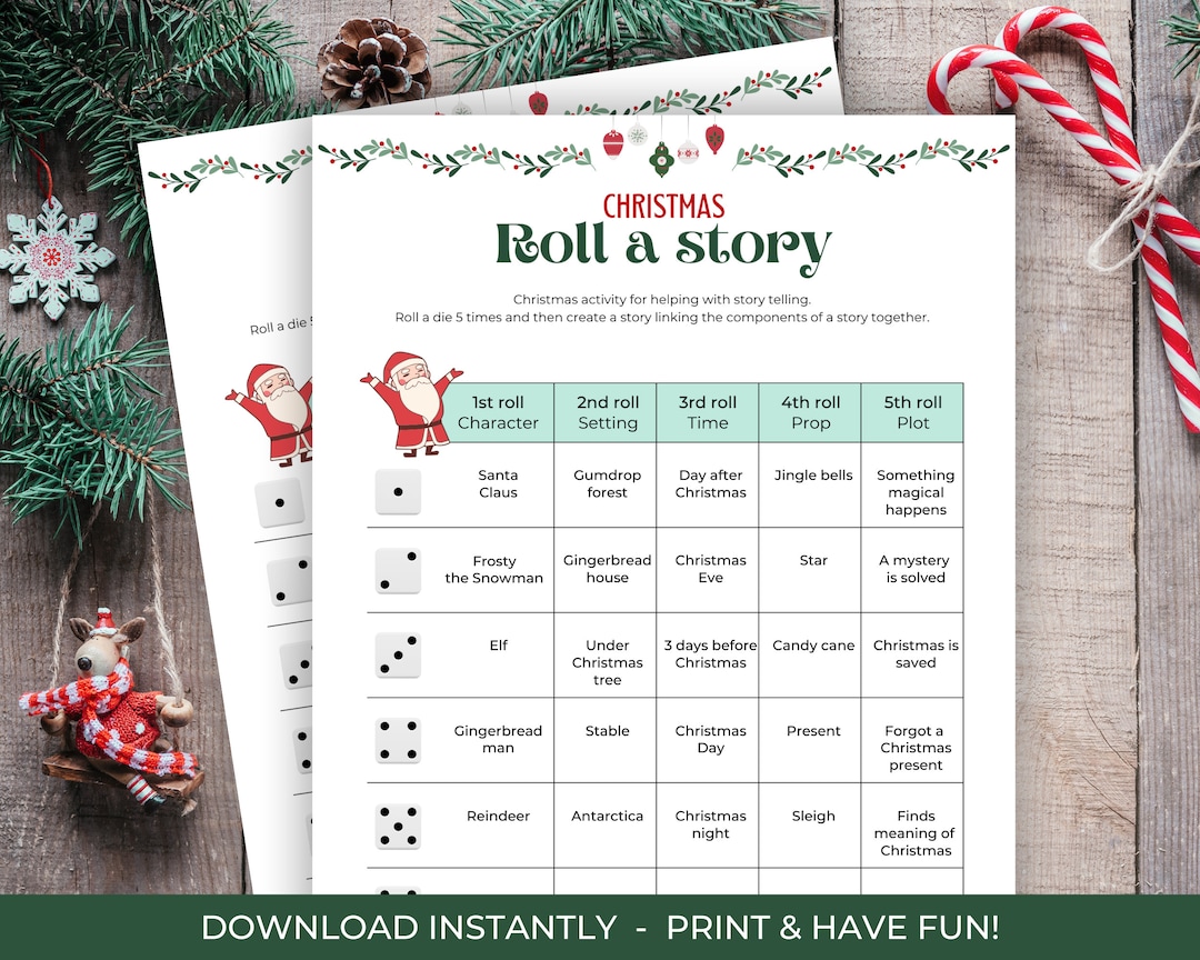 Christmas Roll A Story Game, Printable Roll A Story Dice Game ...