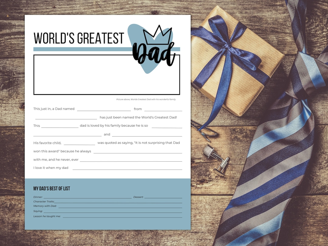 Personalized Father's Day Questionnaire, All About Dad Printable ...