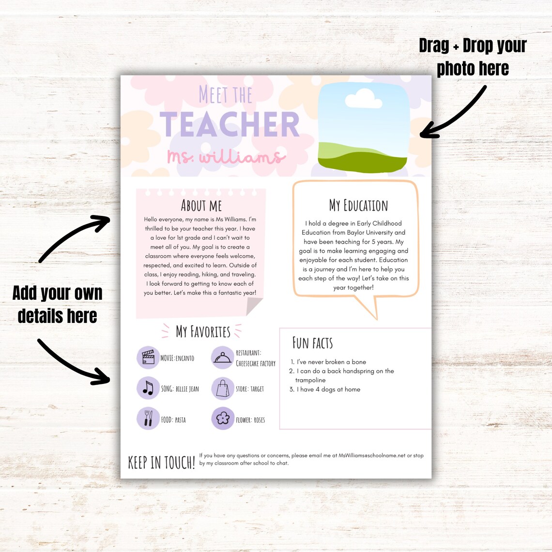 Retro Meet the Teacher Template, Editable Groovy Meet the Teacher ...