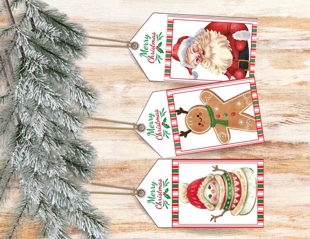 Christmas Gift Tags, Printable Holiday Gift Tags, Santa Gift Tags ...