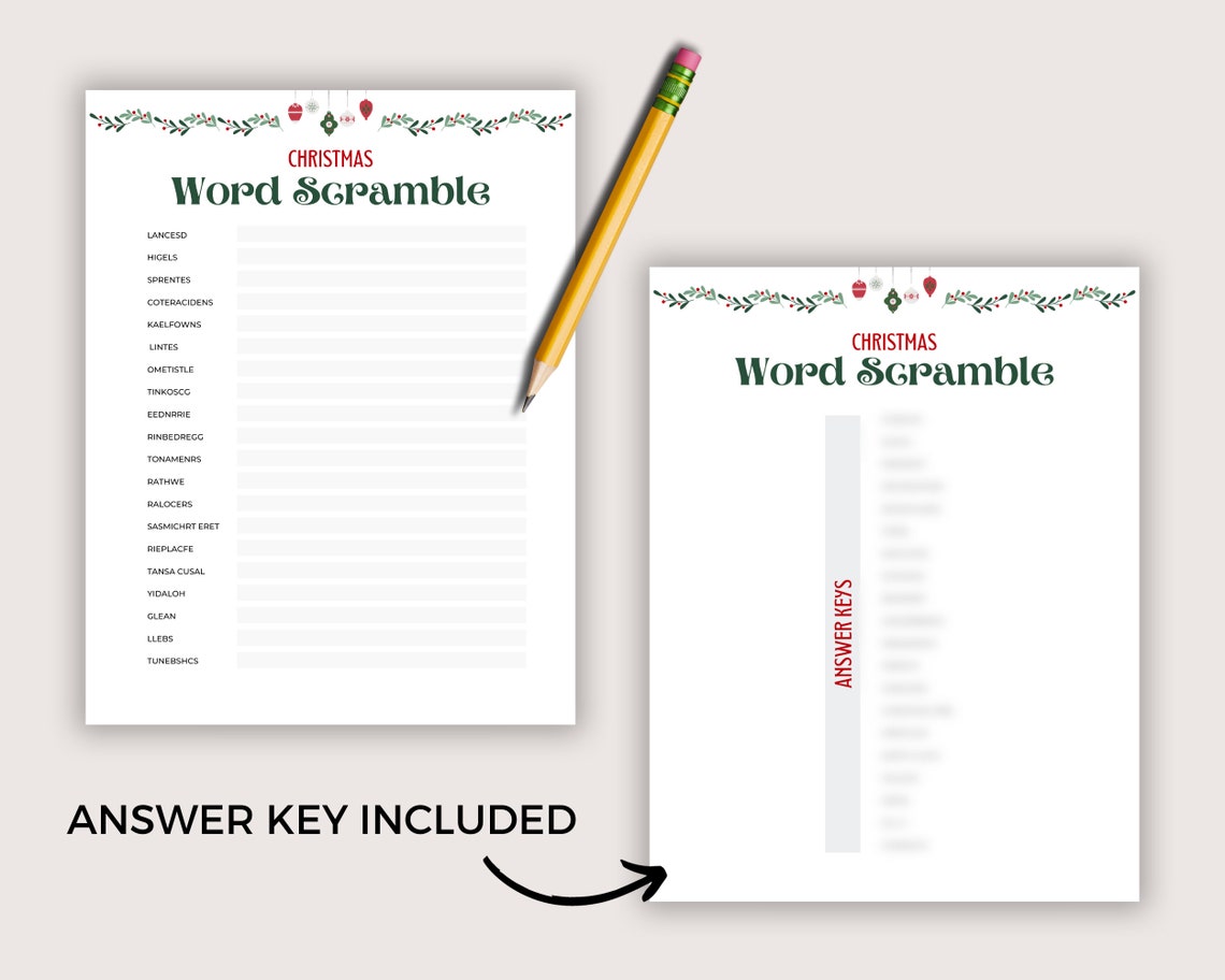 Christmas Word Scramble Game, Christmas Word Game, Printable Christmas ...