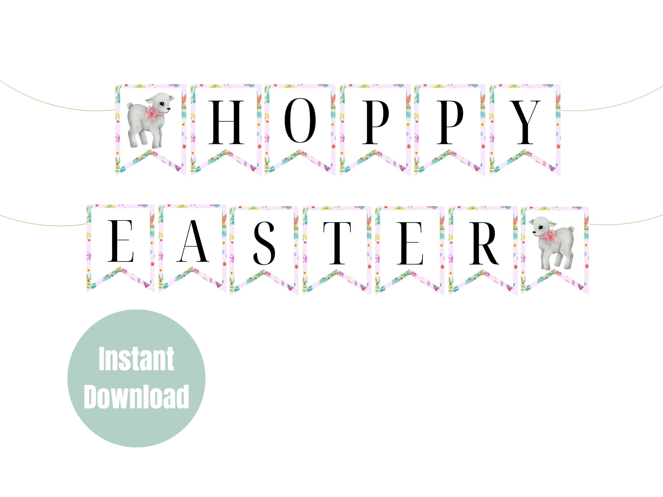 Hoppy Easter Banner Printable, Easter Garland, Easter Bunting, Easter ...