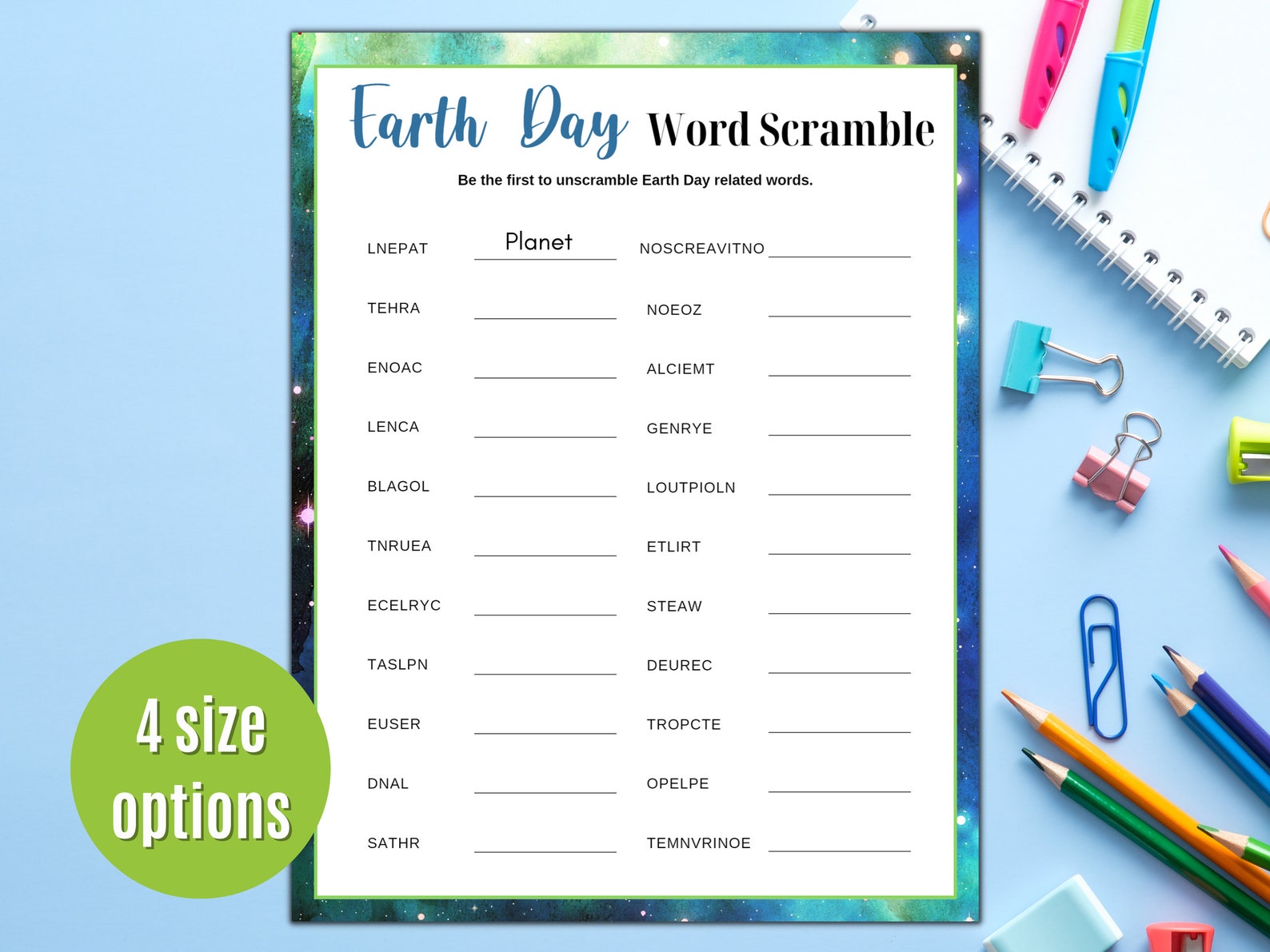 Earth Day Word Scramble Game, Printable Earth Day Word Scramble for ...