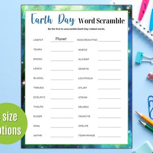 Earth Day Word Scramble Game, Printable Earth Day Word Scramble for ...