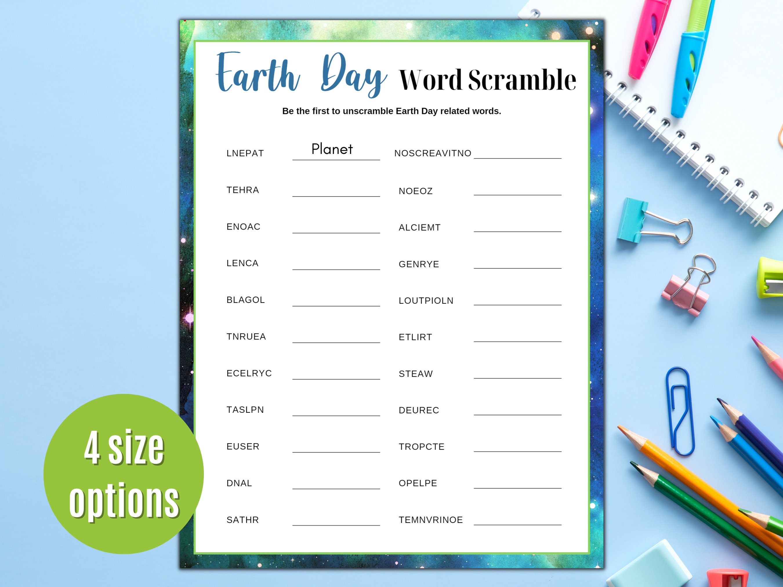 Earth Day Word Scramble Game, Printable Earth Day Word Scramble for ...