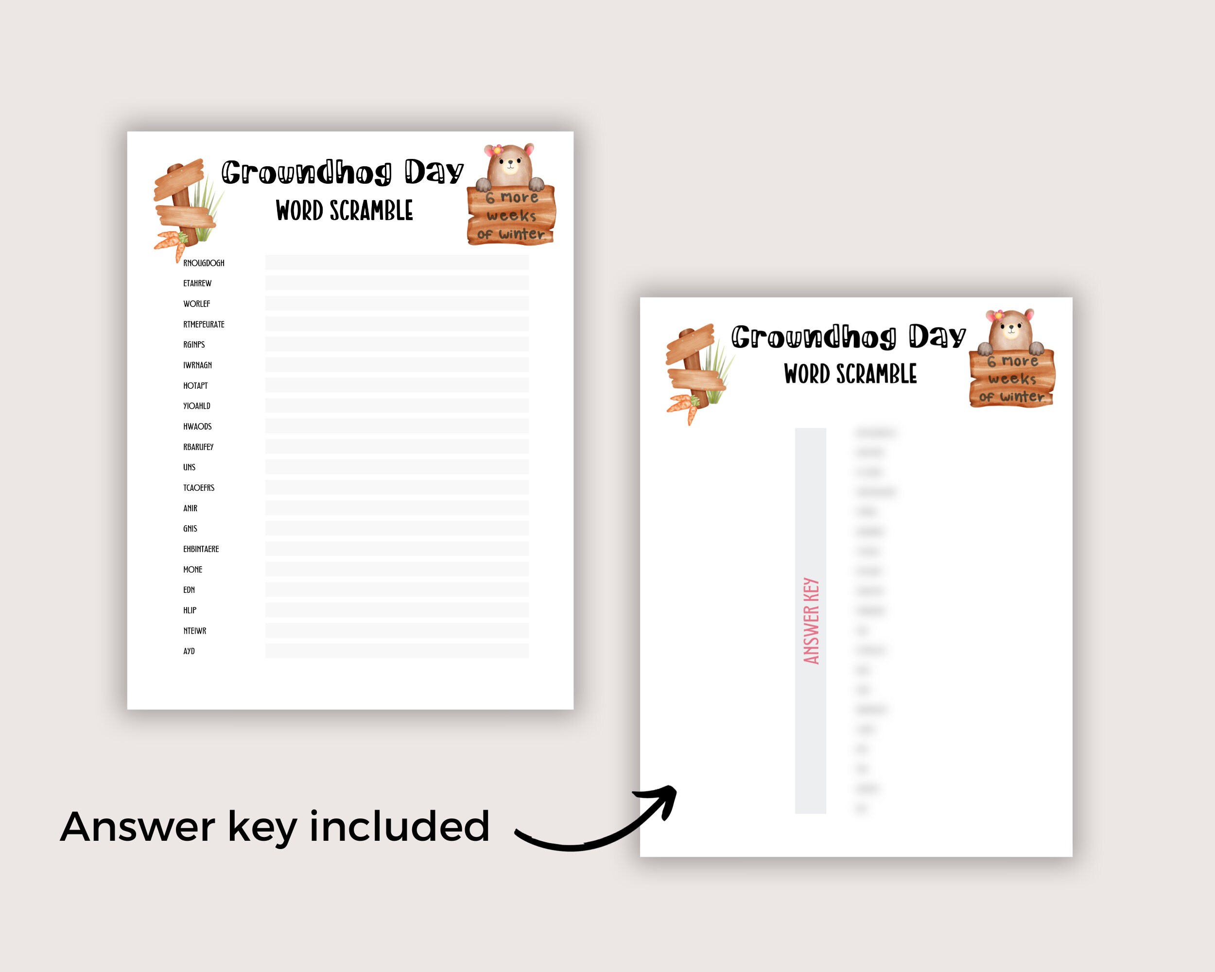 Groundhog Day Word Scramble Game, Groundhog Day Word Game, Printable ...
