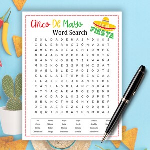Cinco De Mayo Word Search Game, Printable Cinco De Mayo Activity, Cinco ...