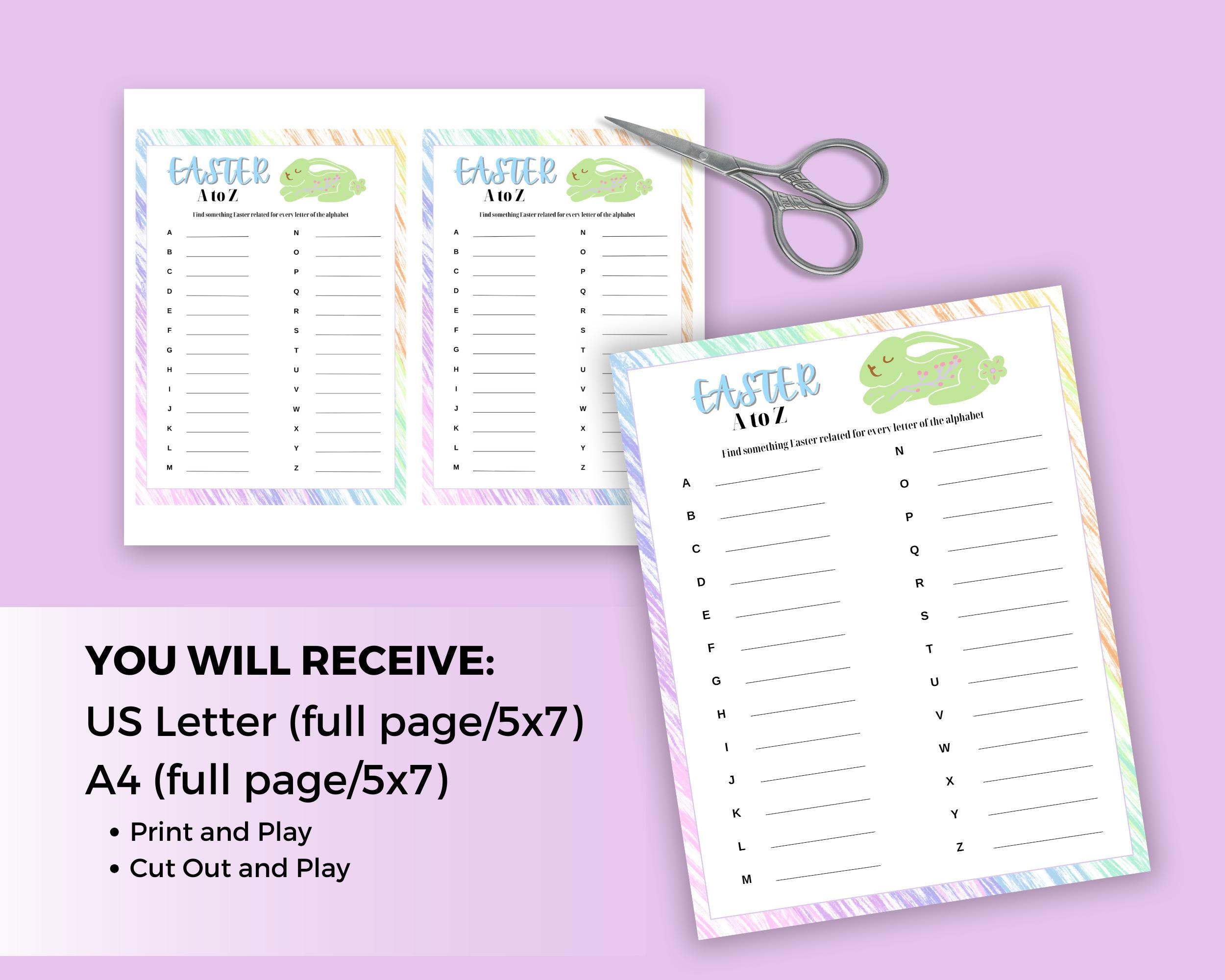 Easter A to Z Game, Printable Easter A to Z Activity, Easter Party ...