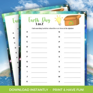 Earth Day A to Z Game, Printable Earth Day A to Z Activity, Earth Day ...