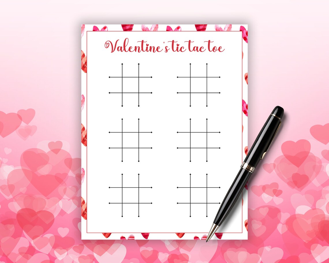 Valentine's Day Tic Tac Toe Game, Printable Valentine's Day Game ...