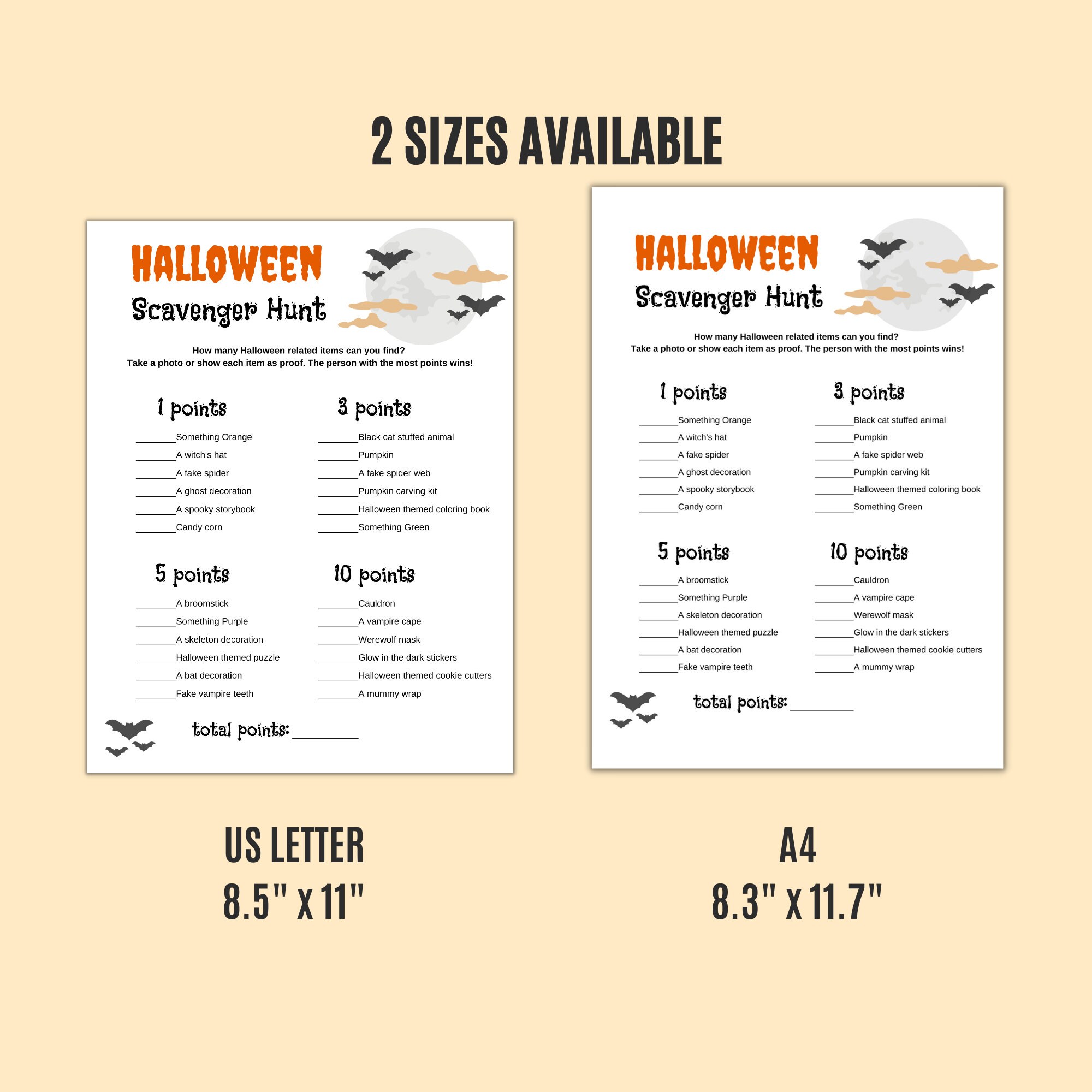 Halloween Photo Scavenger Hunt Game, Printable Halloween Selfie ...