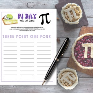Pi Day Word List Game, Printable Pi Day Word List Activity, Pi Day ...