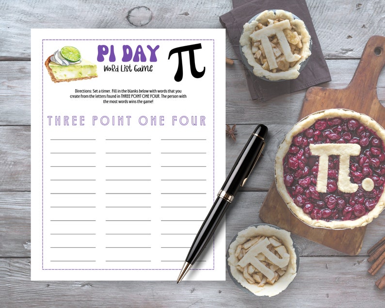 Pi Day Word List Game, Printable Pi Day Word List Activity, Pi Day ...