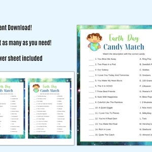 Earth Day Candy Match Game, Printable Earth Day Candy Match Game for ...