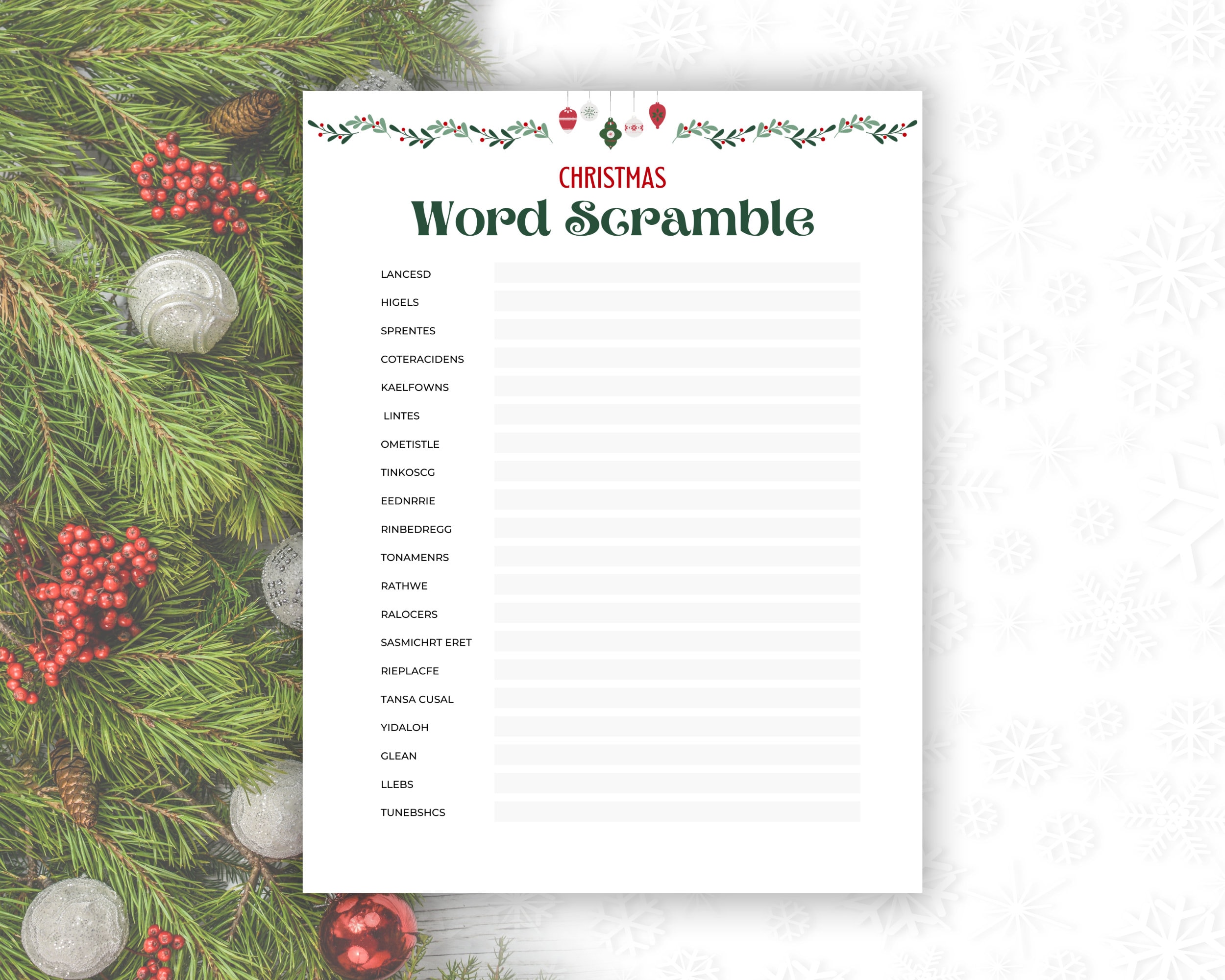 Christmas Word Scramble Game, Christmas Word Game, Printable Christmas ...