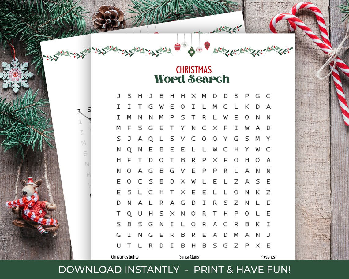 Christmas Word Search Game, Printable Christmas Word Search, Christmas ...