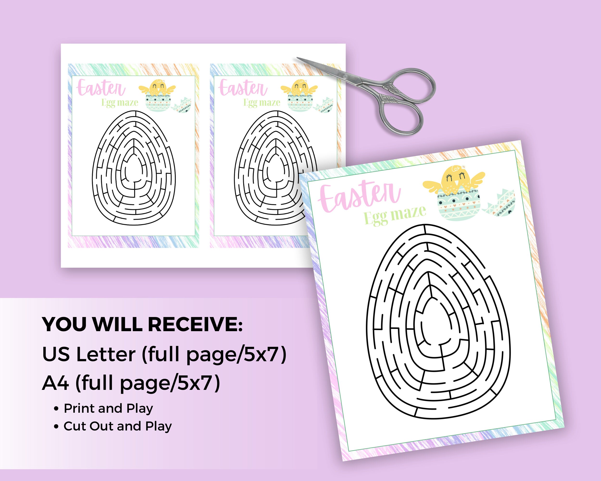 Easter Maze Game, Printable Easter Egg Maze Activity, Easter Party ...