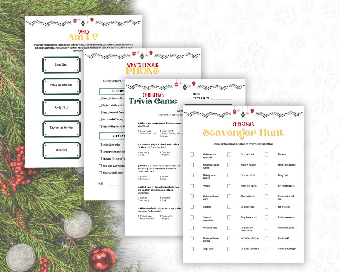 Christmas Party Game Bundle, Printable Holiday Party Games, Group Game ...