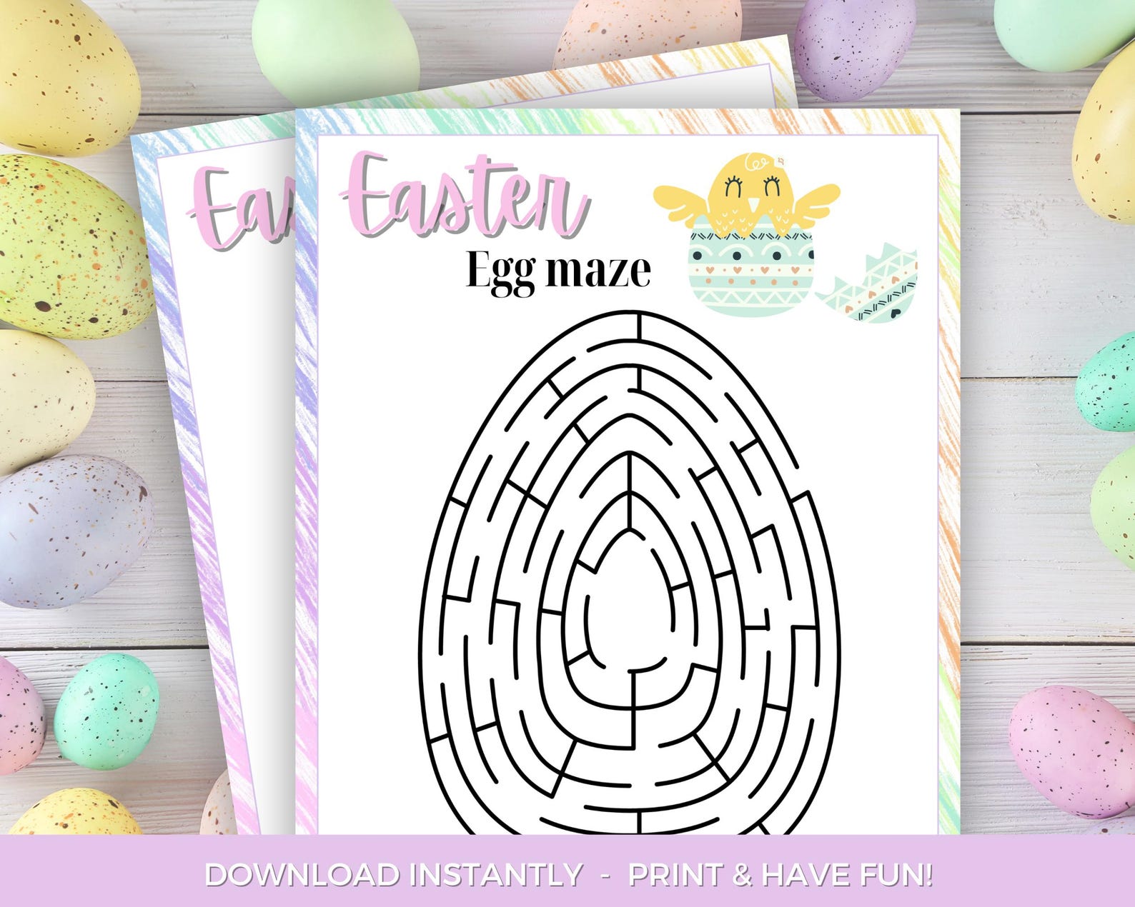 Easter Maze Game, Printable Easter Egg Maze Activity, Easter Party ...