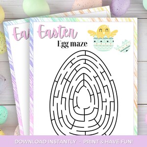 Easter Maze Game, Printable Easter Egg Maze Activity, Easter Party ...