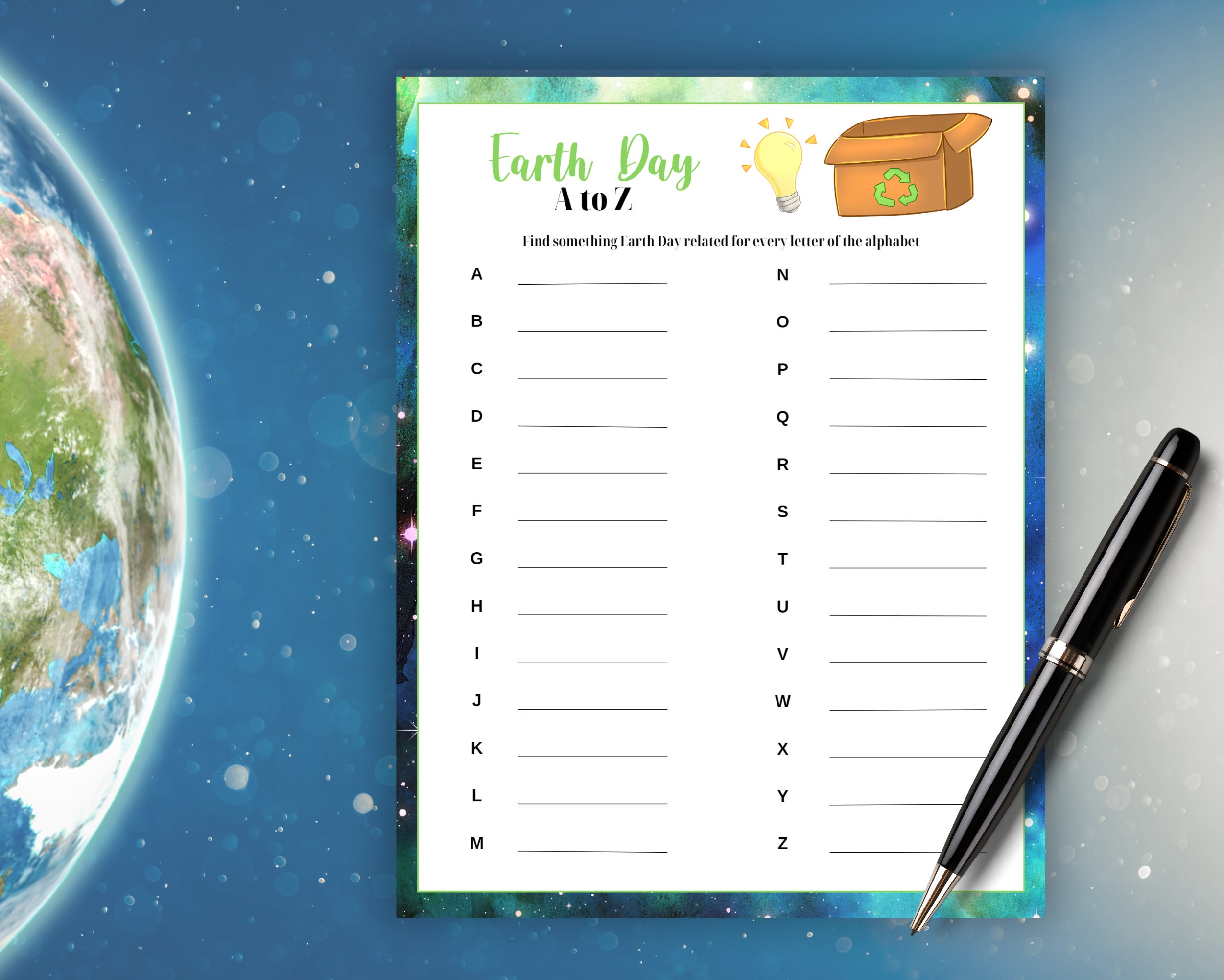 Earth Day A to Z Game, Printable Earth Day A to Z Activity, Earth Day ...