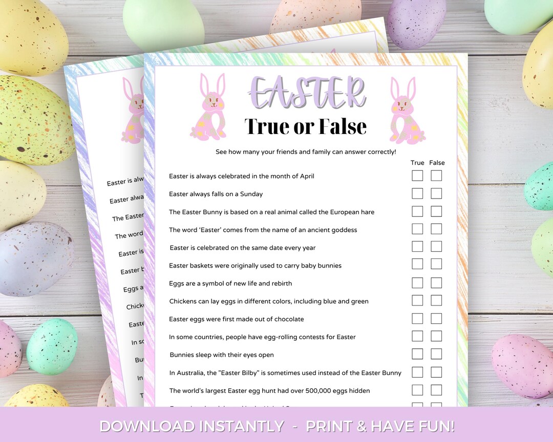 Easter True or False Game Printable, Easter True or False Activity ...