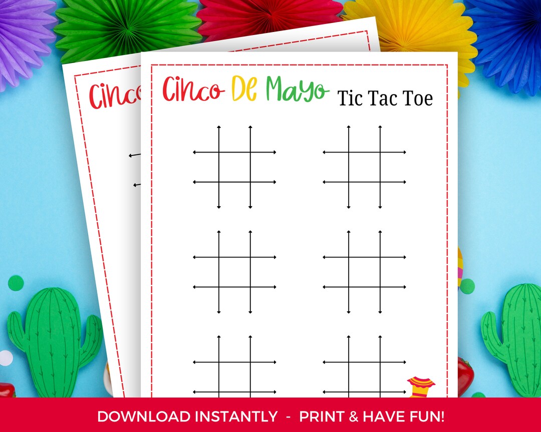 Cinco De Mayo Tic Tac Toe Game, Printable Cinco De Mayo Activity, Cinco ...