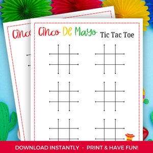 Cinco De Mayo Tic Tac Toe Game, Printable Cinco De Mayo Activity, Cinco ...