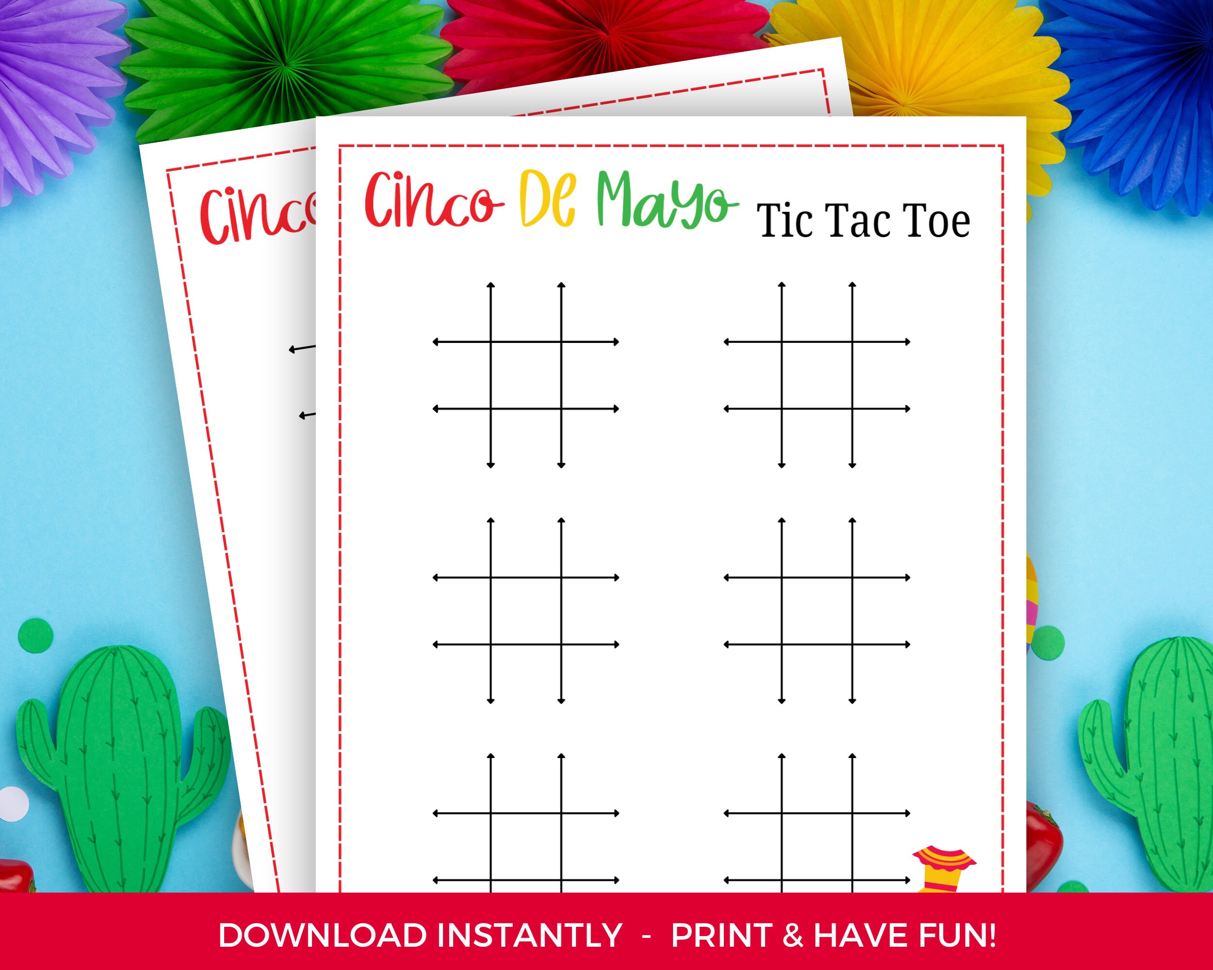 Cinco De Mayo Tic Tac Toe Game, Printable Cinco De Mayo Activity, Cinco ...