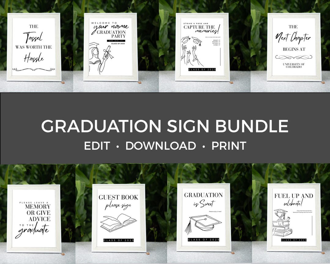 Editable Graduation Party Sign Template Bundle, Printable Graduation ...