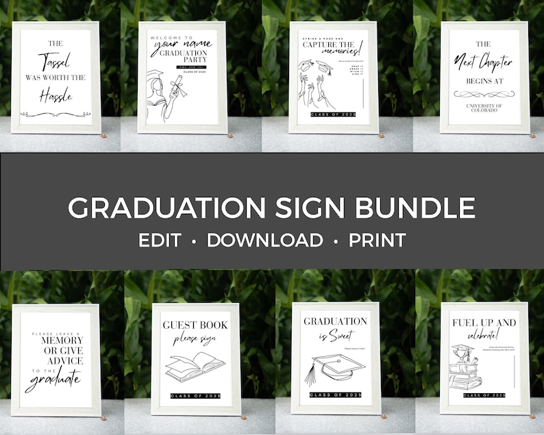 Editable Graduation Party Sign Template Bundle, Printable Graduation ...