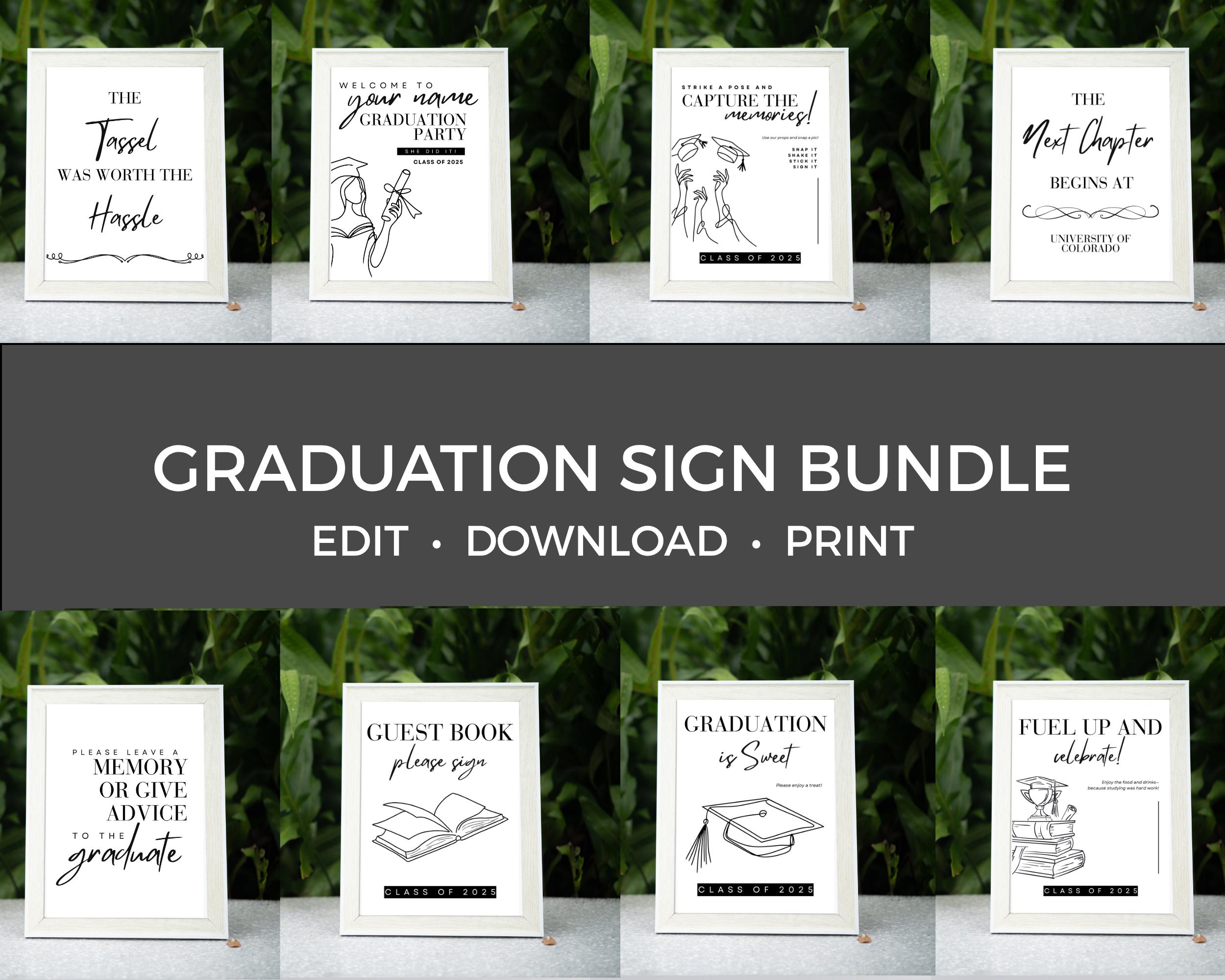 Editable Graduation Party Sign Template Bundle, Printable Graduation ...