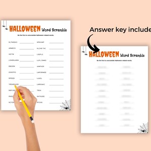 Halloween Word Scramble Game, Halloween Game Night, Halloween Printable ...